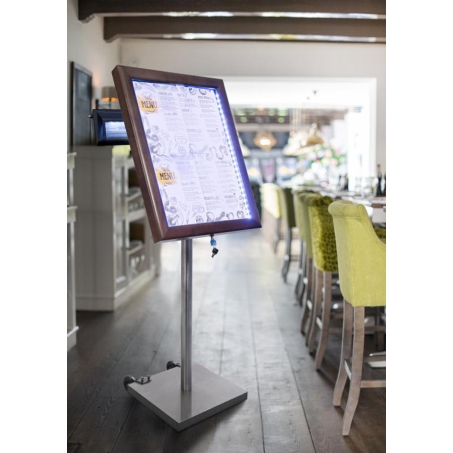 PORTA MENU LED DISPLAY 4*A4 AÇO INOX SEM PÉ - PÉ COM | Quadros e Porta ...